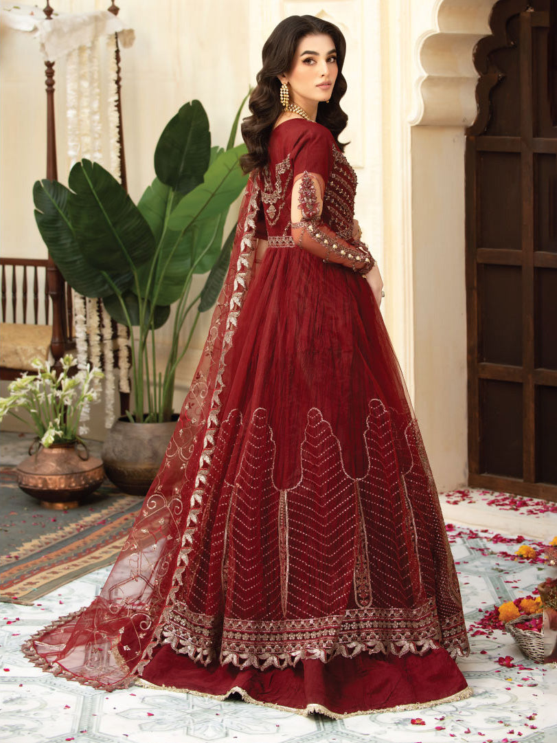 Zarqun Maroon Soft Net Embroidered Maxi Suit – MOMINA - Designer Outfit ...