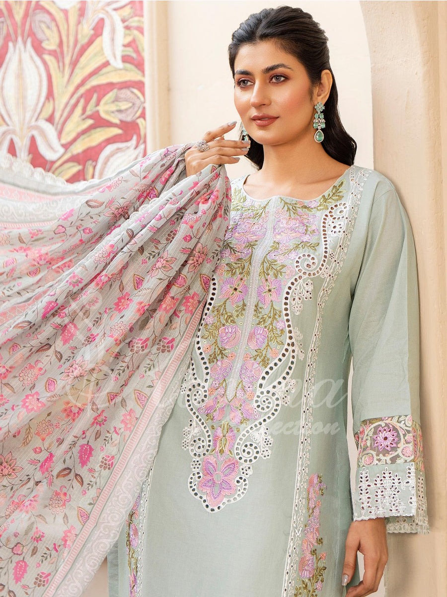 Karma Collection "Kayseria" Mint Embroidered Suit (KC1414) – MOMINA ...