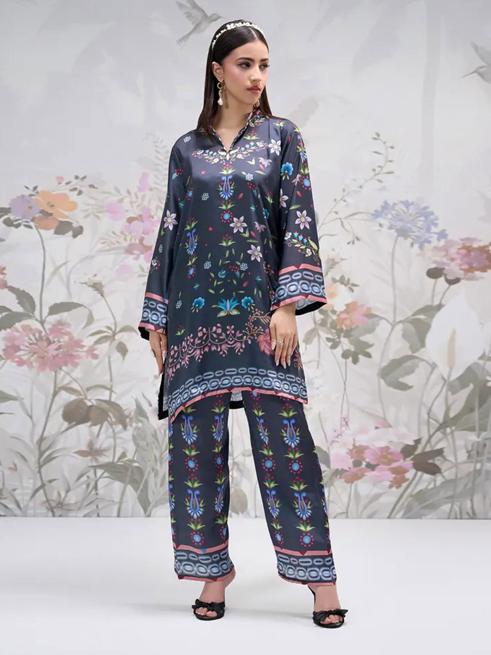 Regalia Luxe Silk 2-Piece Suit - Dark Blue-Grey – MOMINA - Designer Outfit Collection