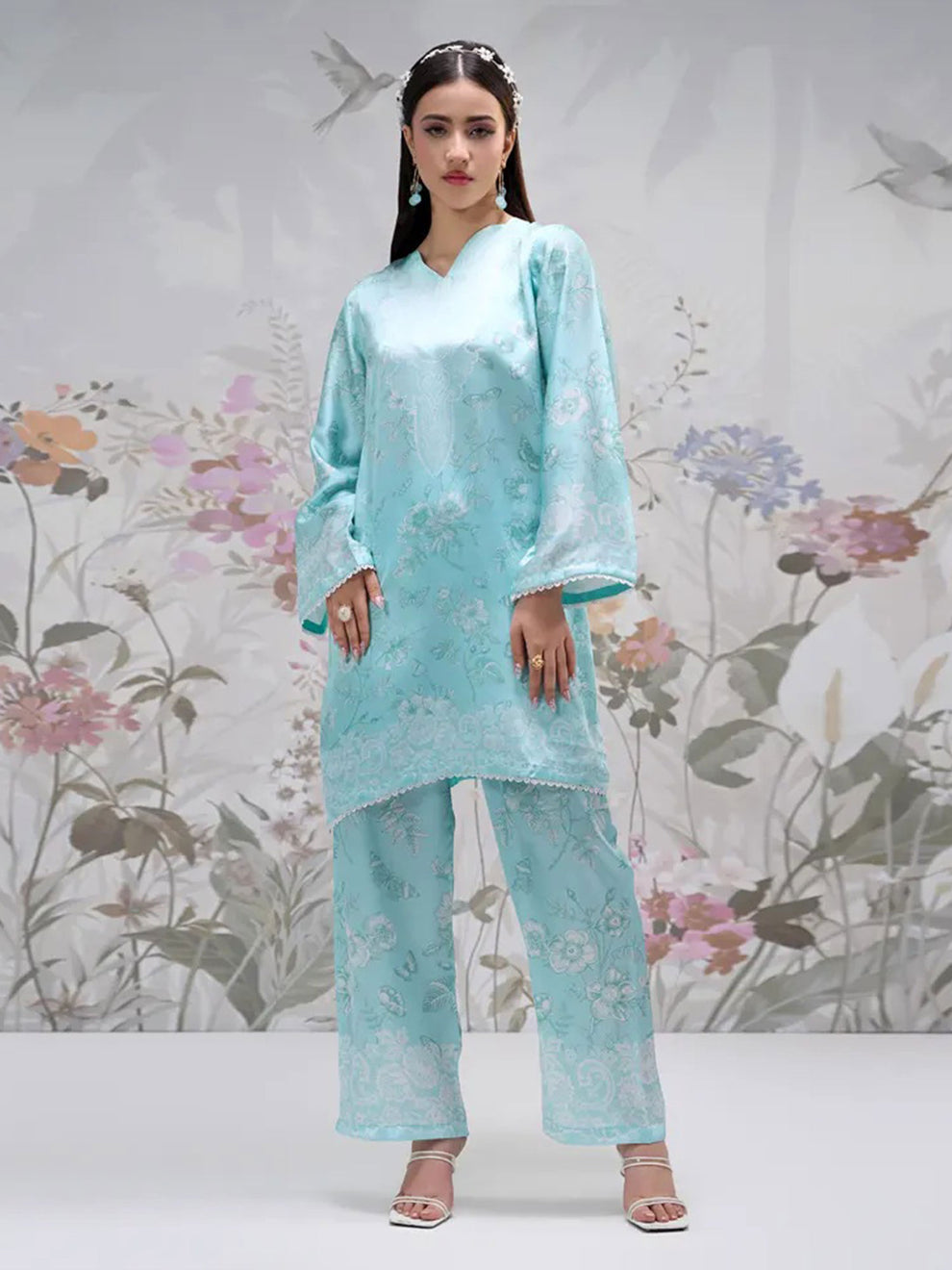 Regalia Luxe Silk 2-Piece Suit - Sky Blue – MOMINA - Designer Outfit ...