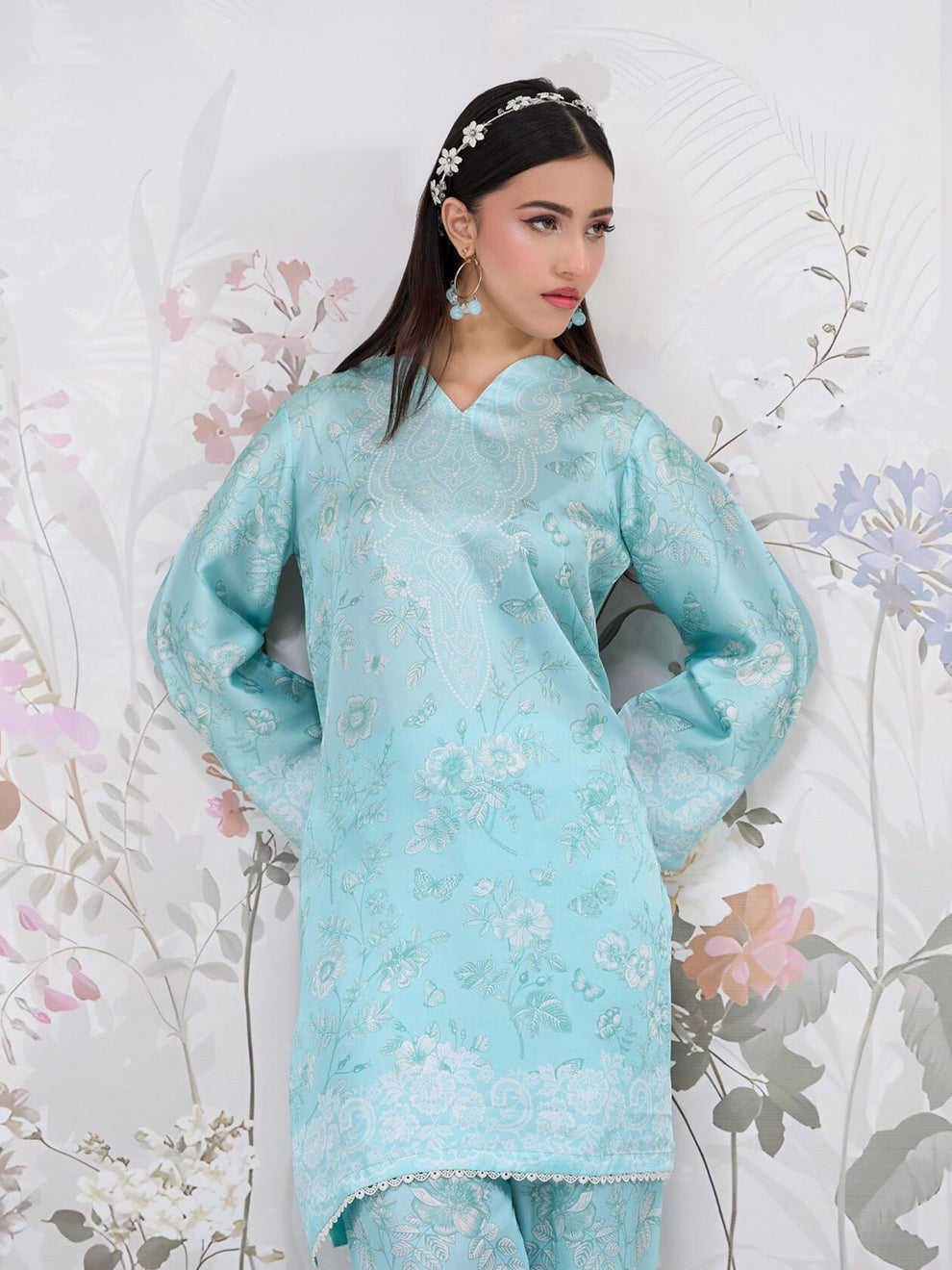 Regalia Luxe Silk 2-Piece Suit - Sky Blue – MOMINA - Designer Outfit ...