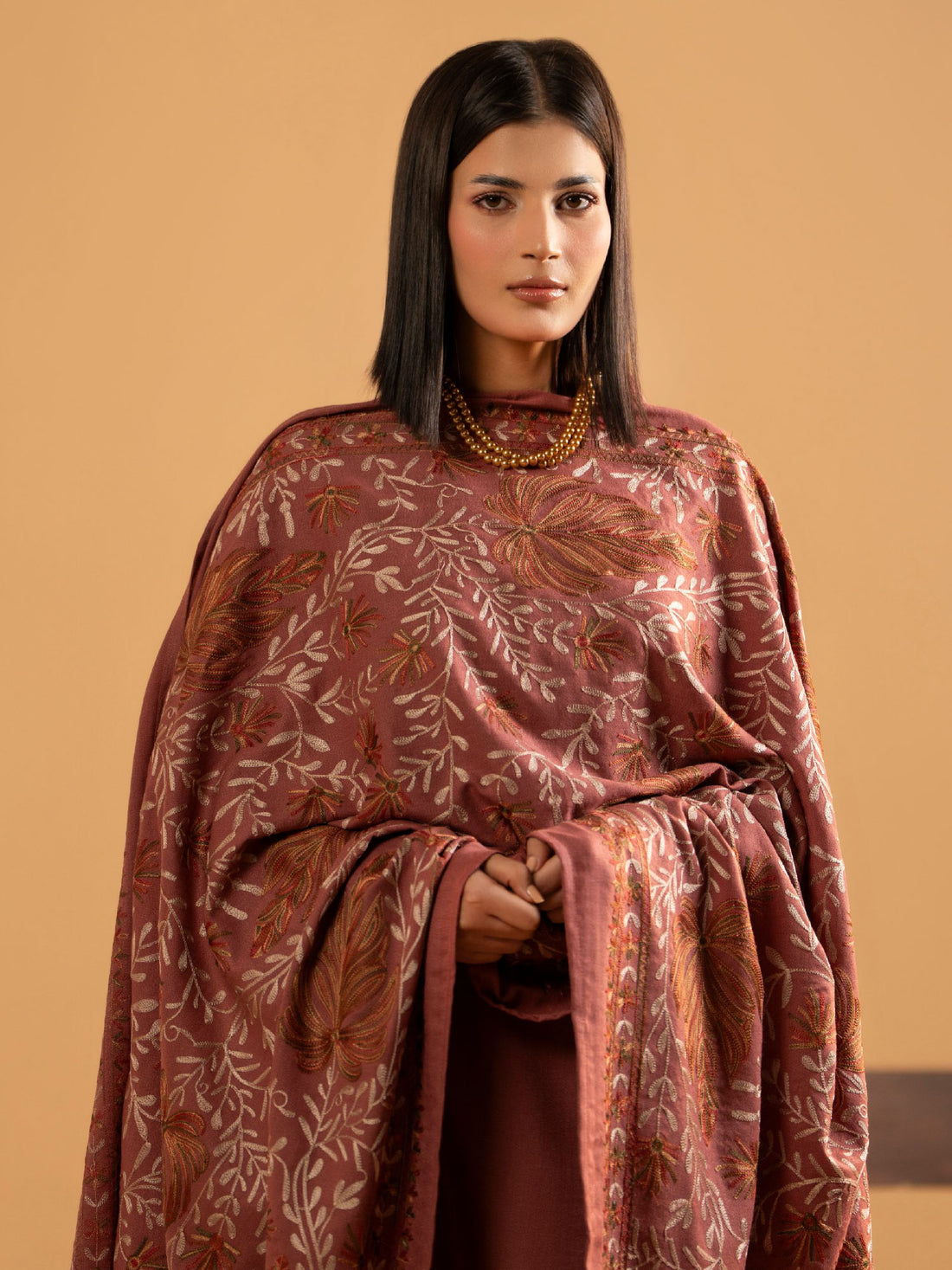 Raniya.H "Noor Bano Vol.7" Winter Dhanak Suit with Shawl - Mocha Bloom – MOMINA - Designer ...