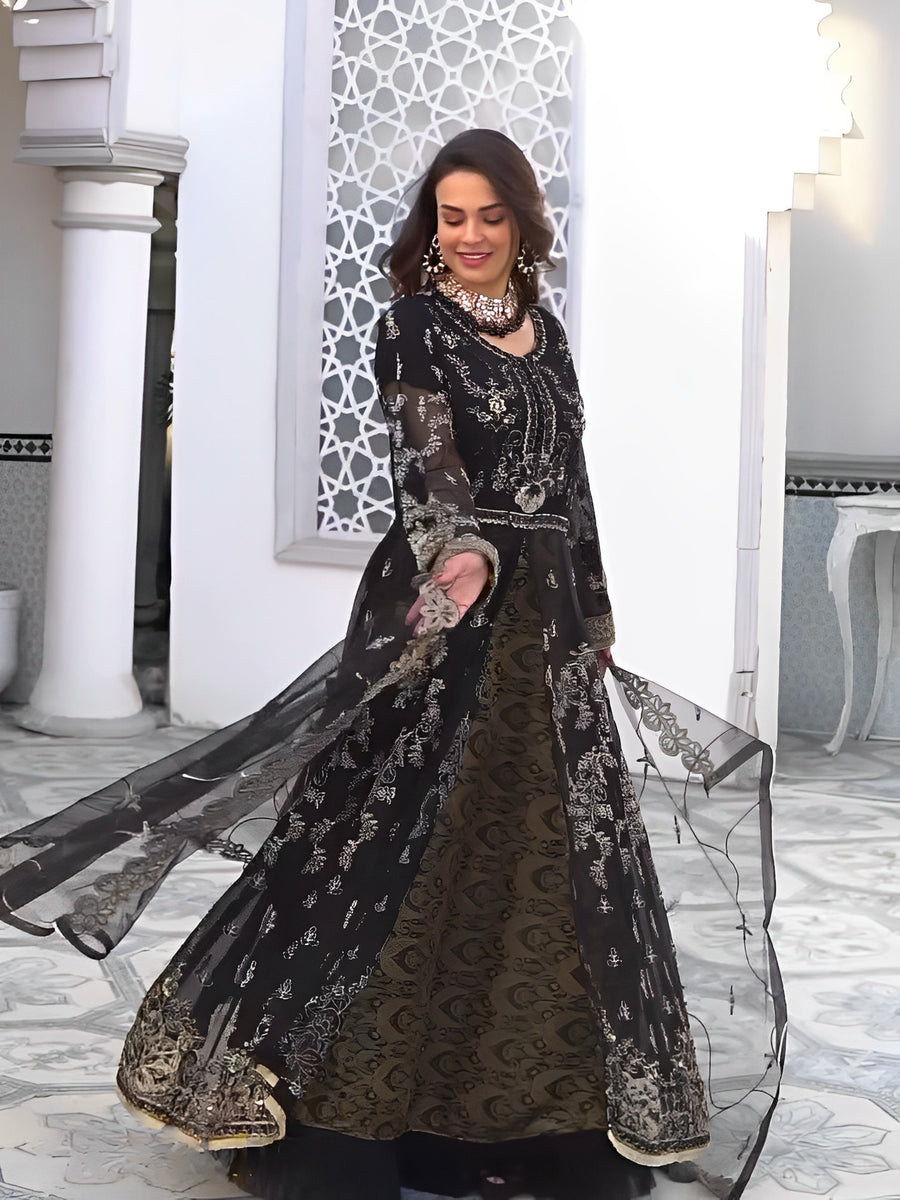 Zahra Rubab Elegance Collection Cream Net 3-Piece Suit – MOMINA ...